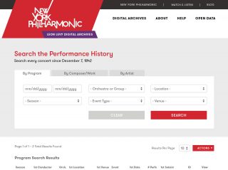 Archives.NYPhil.org website – Design by Imaginary Office